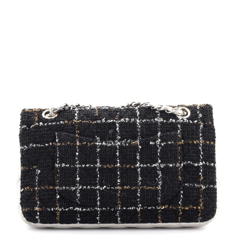 Chanel Classic Double Flap Bag Tweed and Quilted Lambskin Medium at 1stDibs