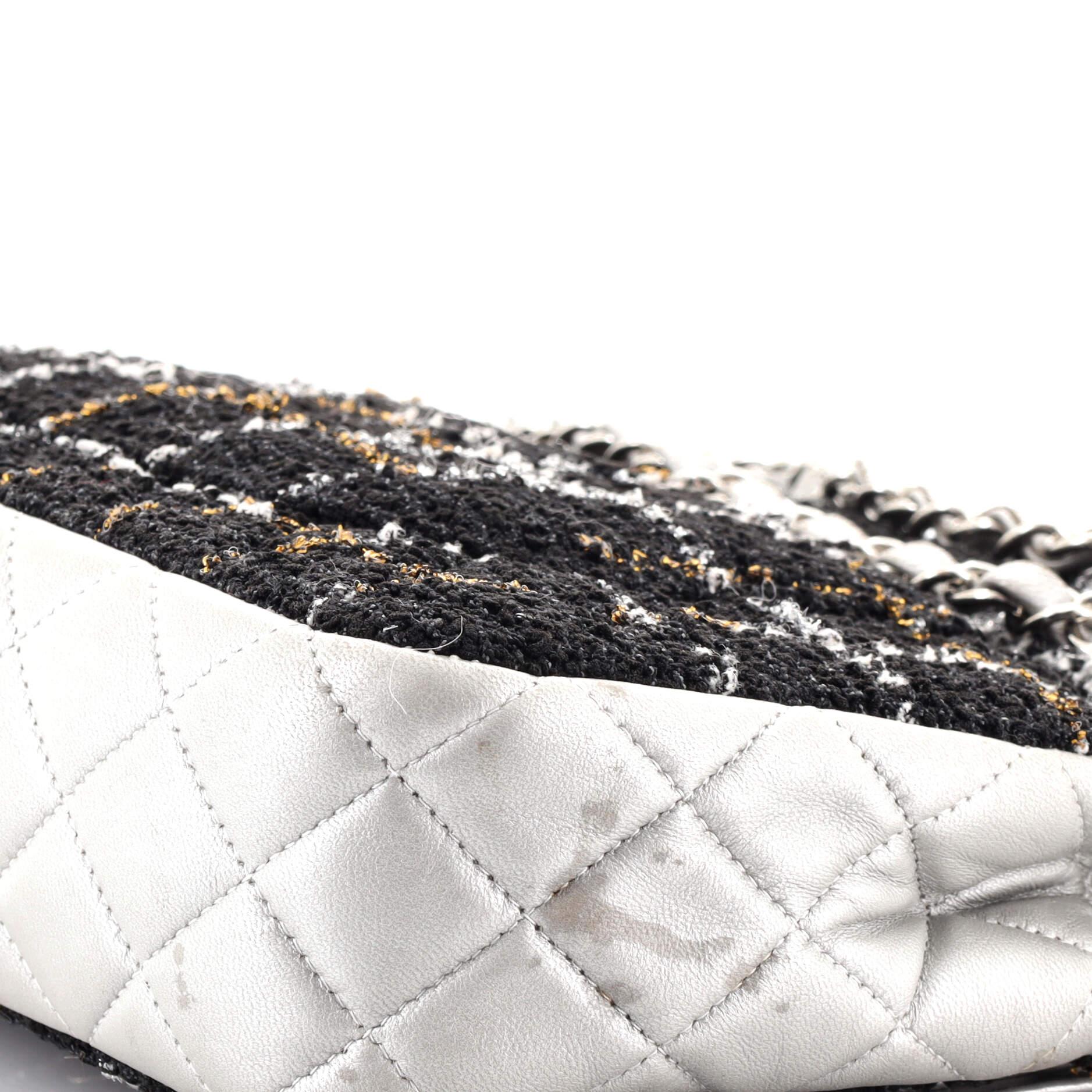 Chanel Classic Double Flap Bag Tweed and Quilted Lambskin Medium at 1stDibs