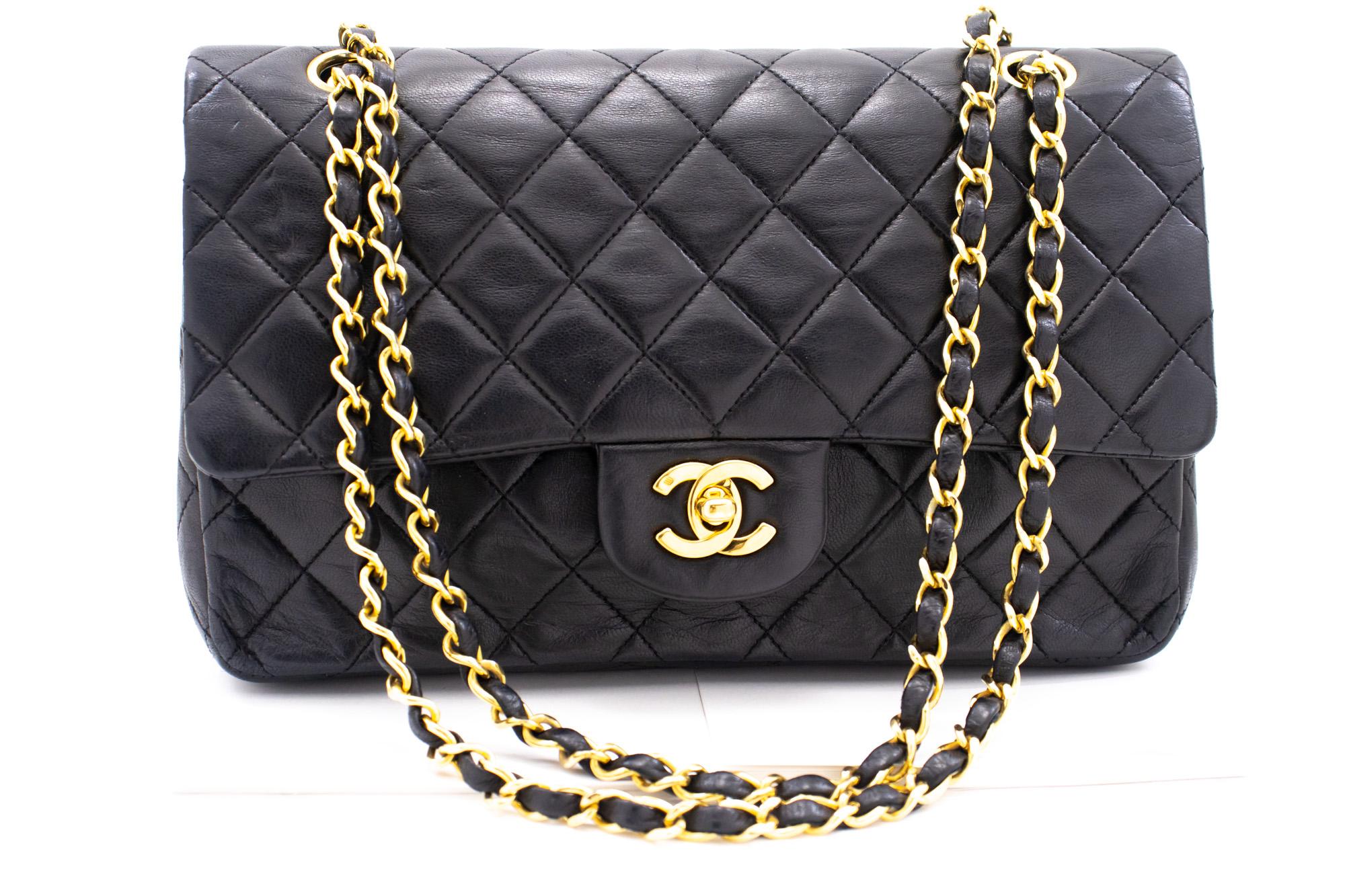 CHANEL Classic Double Flap Medium Chain Shoulder Bag Black Lamb at 1stDibs