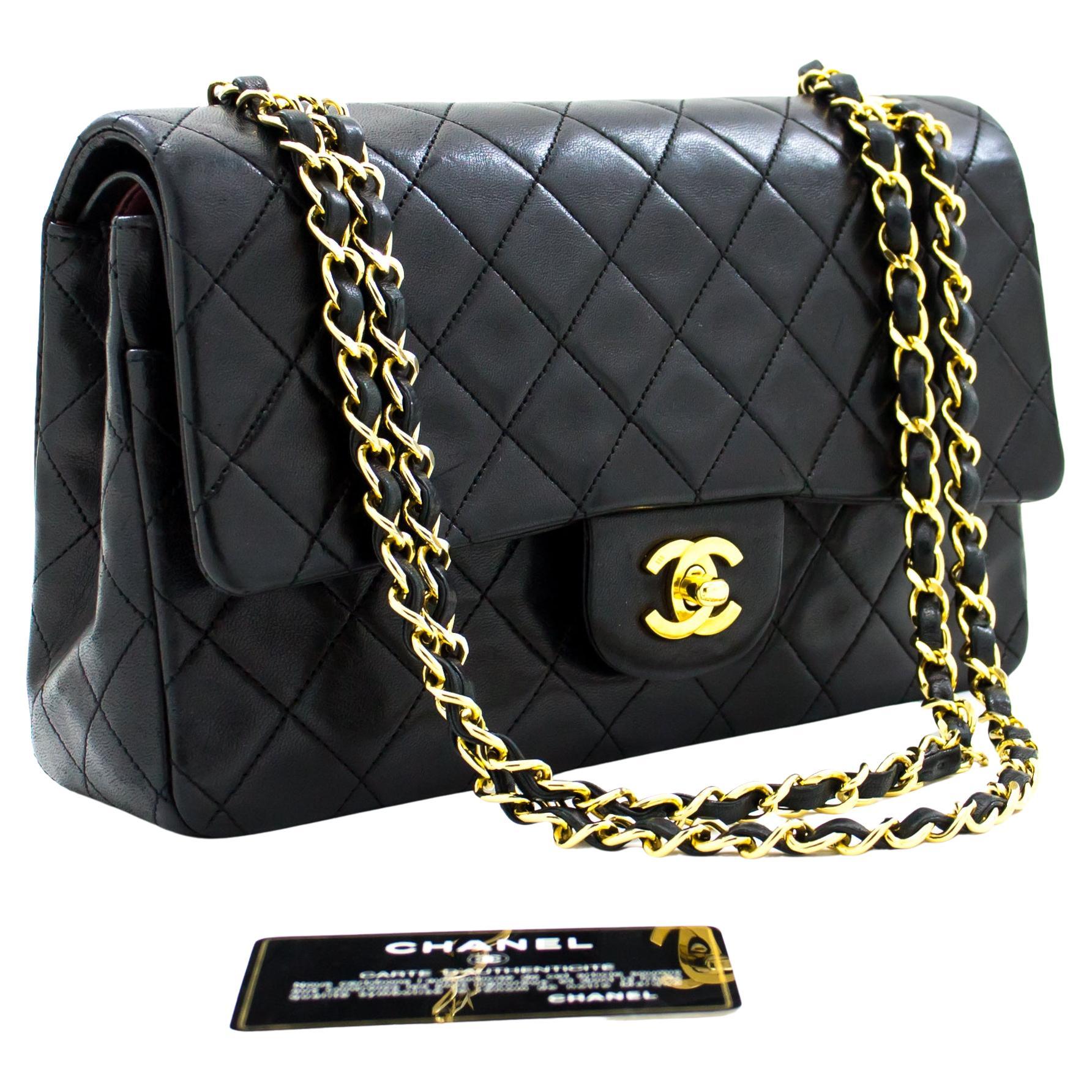 CHANEL Classic Double Flap Medium Chain Shoulder Bag Black Lambski For ...