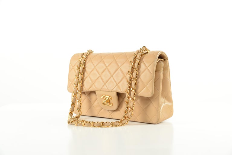 Chanel Classic Double Flap Small Lambskin Beige Gold Hardware For Sale ...