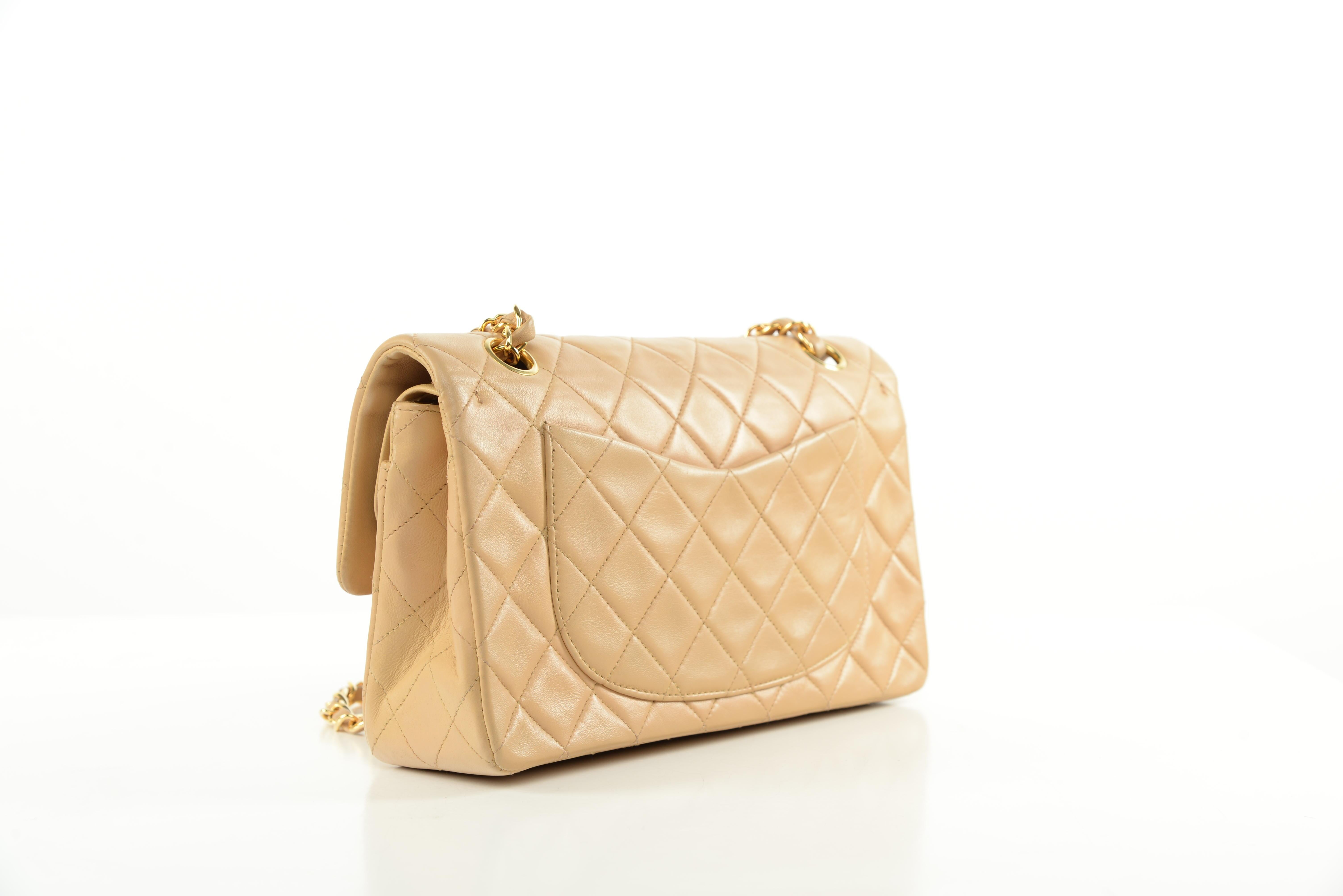 Chanel Classic Double Flap Small Lambskin Beige Gold Hardware For Sale ...