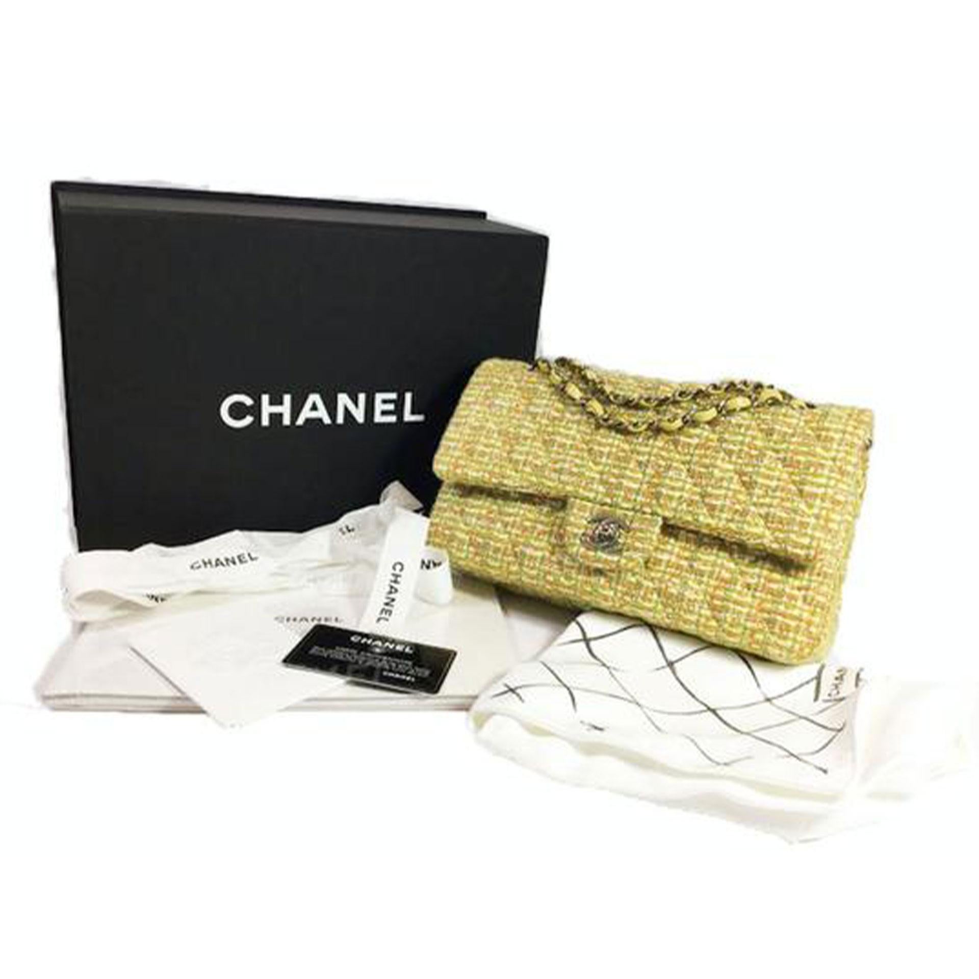 Chanel Classic Flap 2.55 Reissue Fall 2014 Yellow Tweed Shoulder Bag ...