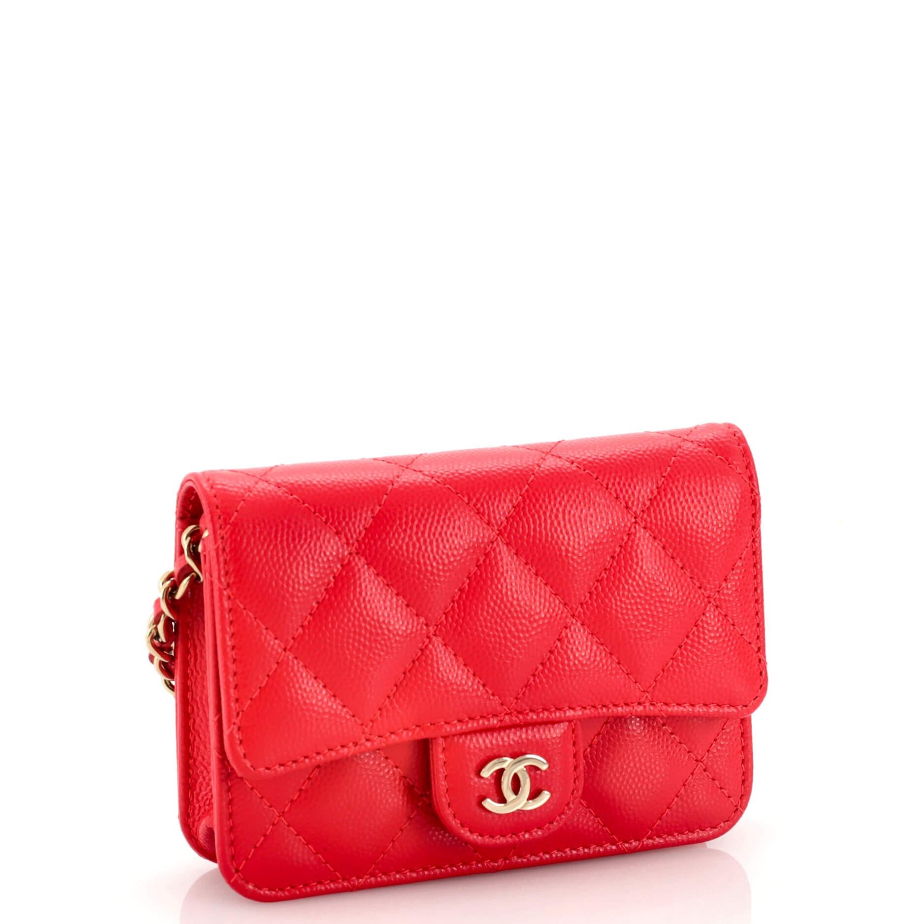 Chanel Classic Flap Clutch with Chain Quilted Caviar Small For Sale at ...