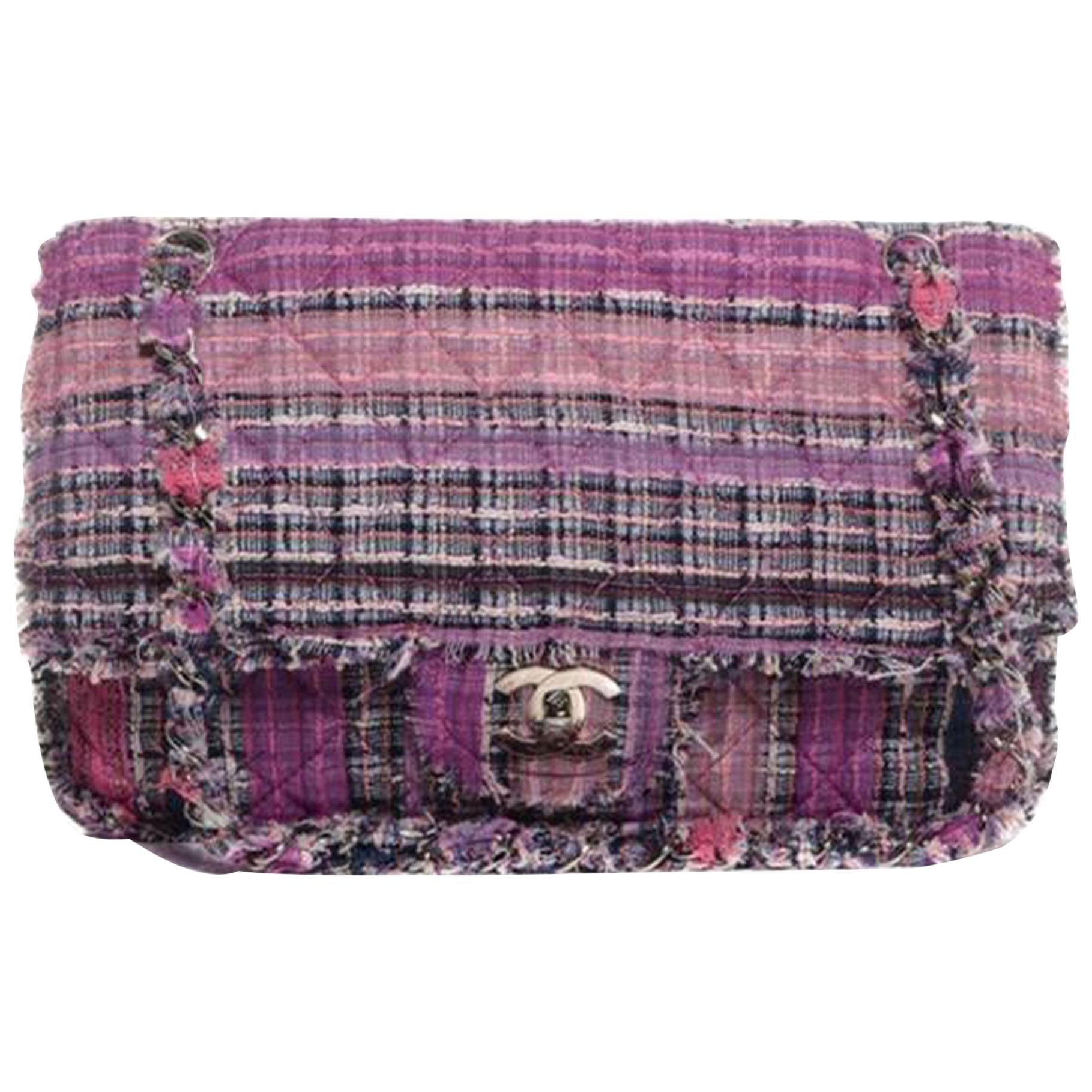 Chanel Classic Flap Fringe Jumbo Rare Limited Edition Pink Multi Color ...