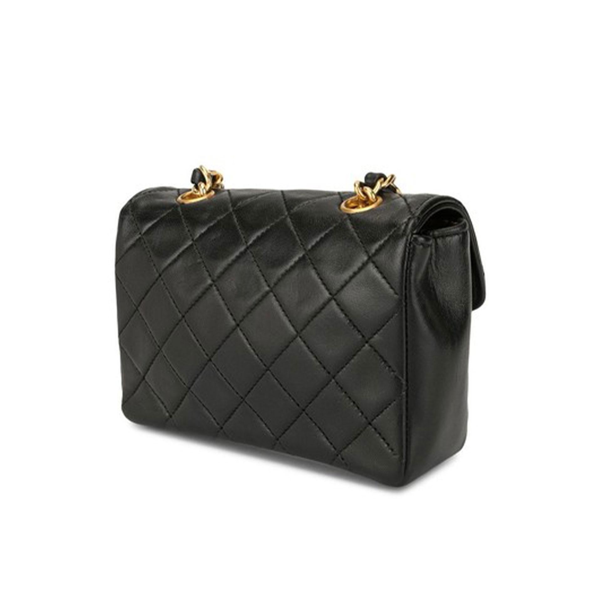 Chanel Classic Flap Micro Mini Vintage 90s Black Lambskin Leather Cross ...