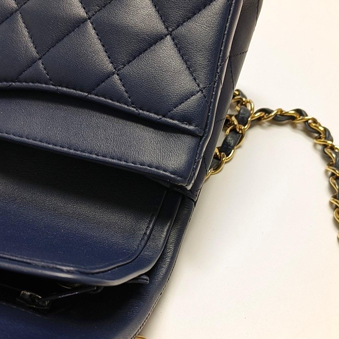 Chanel Classic Flap Small Navy Lambskin Leather Gold Hardware at 1stDibs
