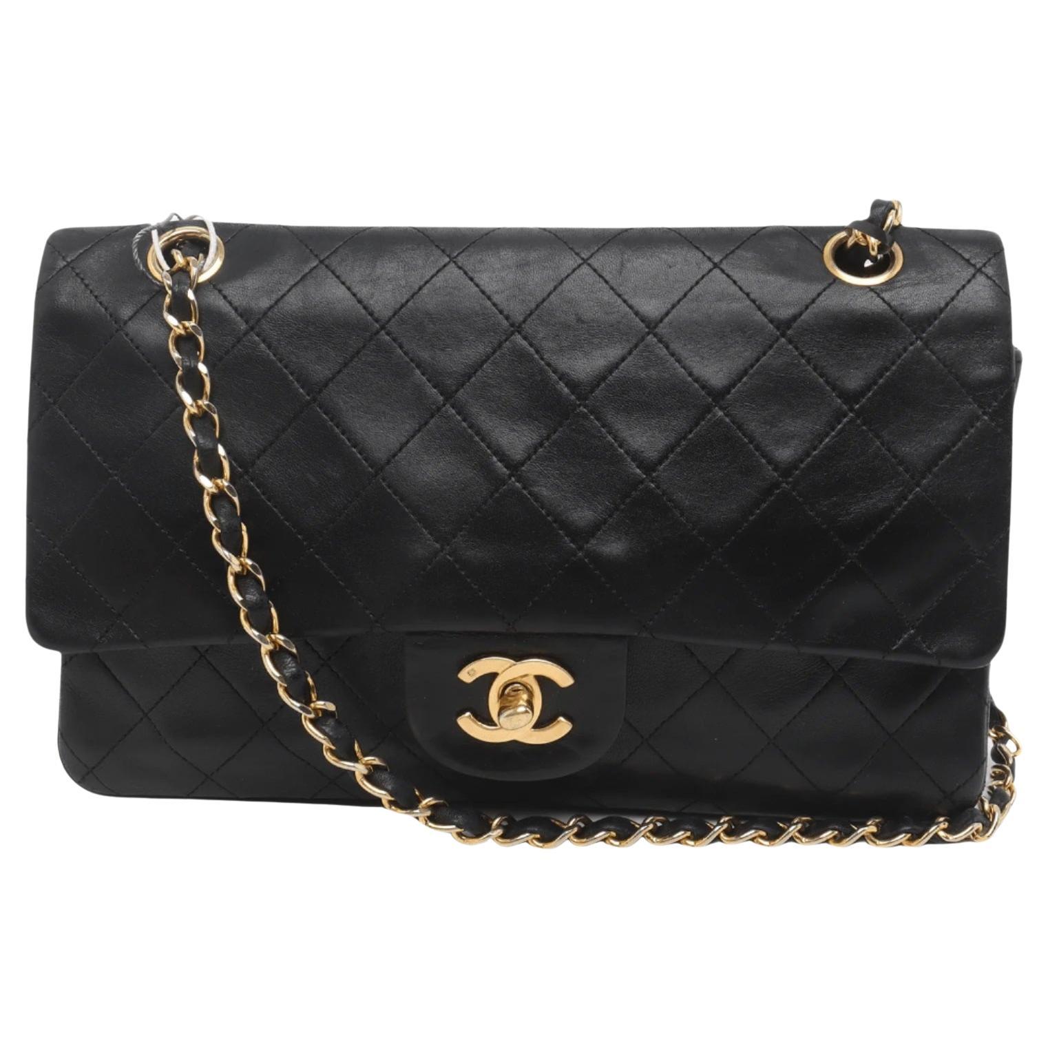 Chanel Classic Flap Vintage Black Lambskin Leather with 24k Gold ...