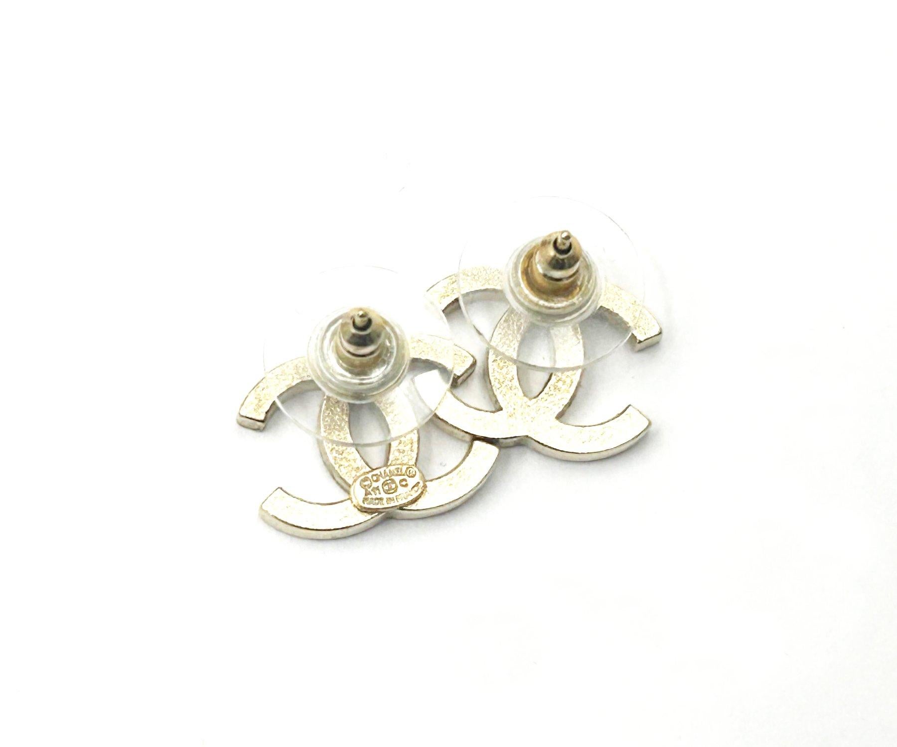 Chanel Classic Gold CC Crystal Moscova Piercing Earrings at 1stDibs