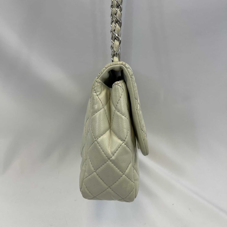 CHANEL - Classic Maxi CC Ecru Single Flap Shoulder Bag For Sale at 1stDibs