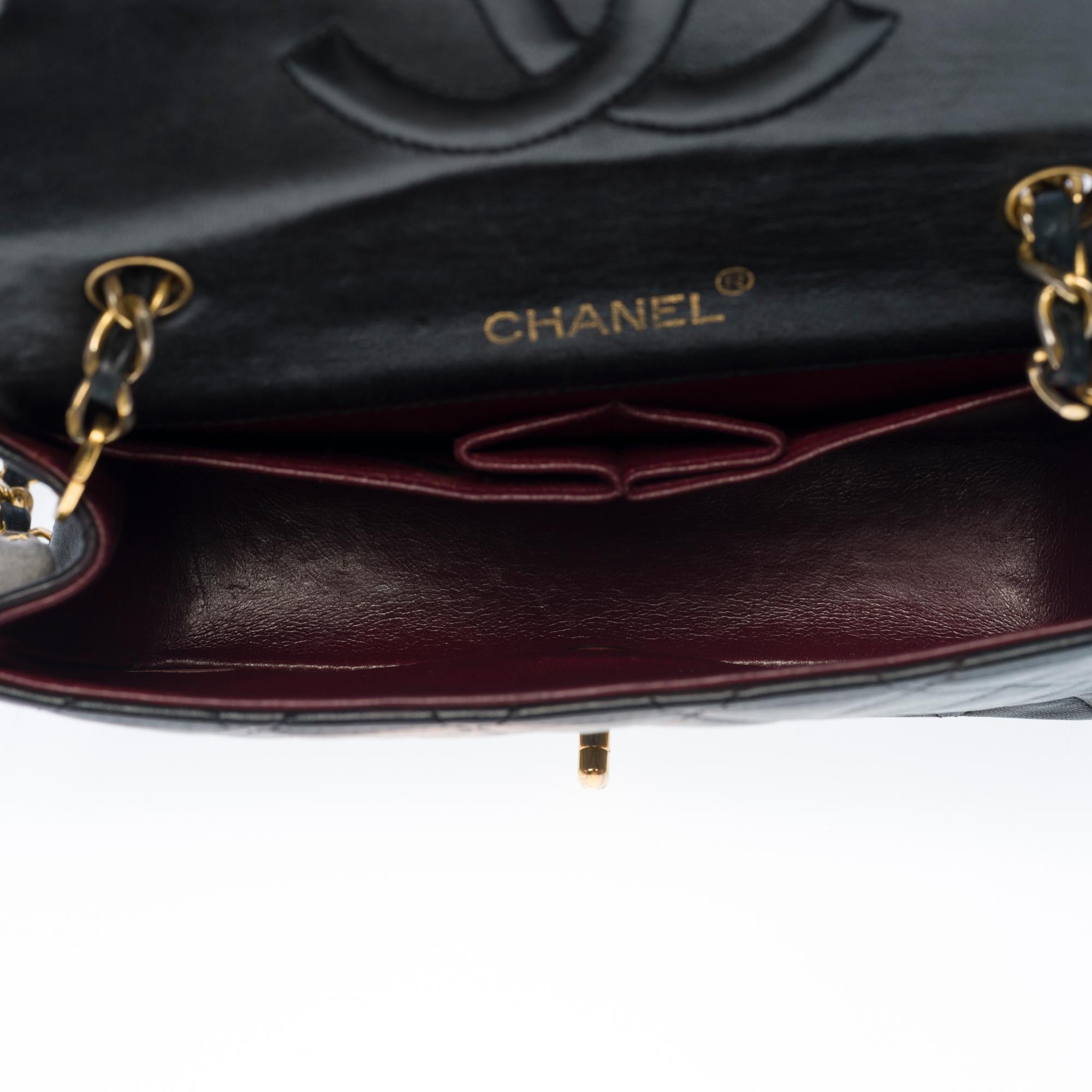 Chanel Classic Mini Full Flap shoulder bag in black quilted lamb ...