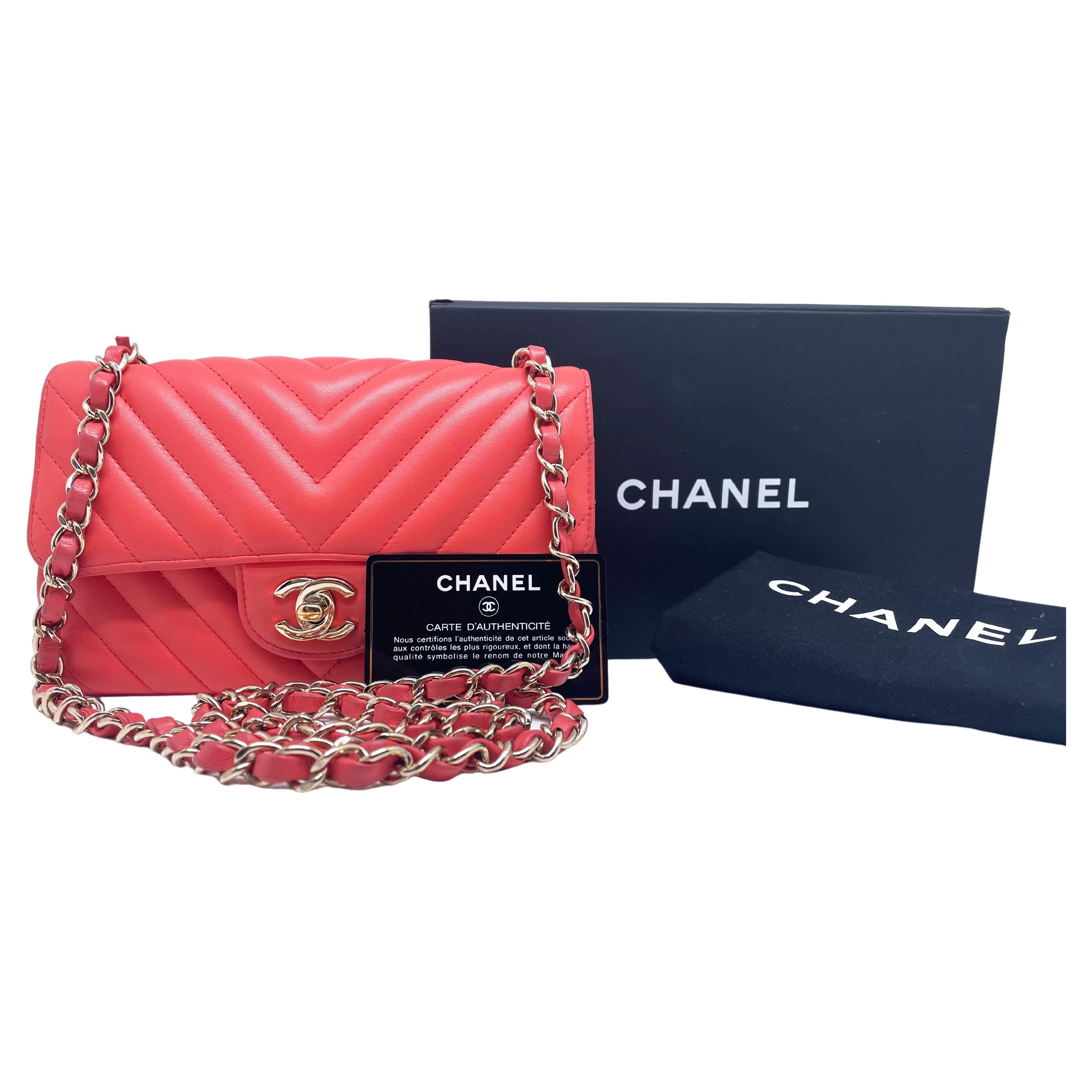 Chanel Classic Mini Rosa Coral Handbag Lambskin For Sale at 1stDibs
