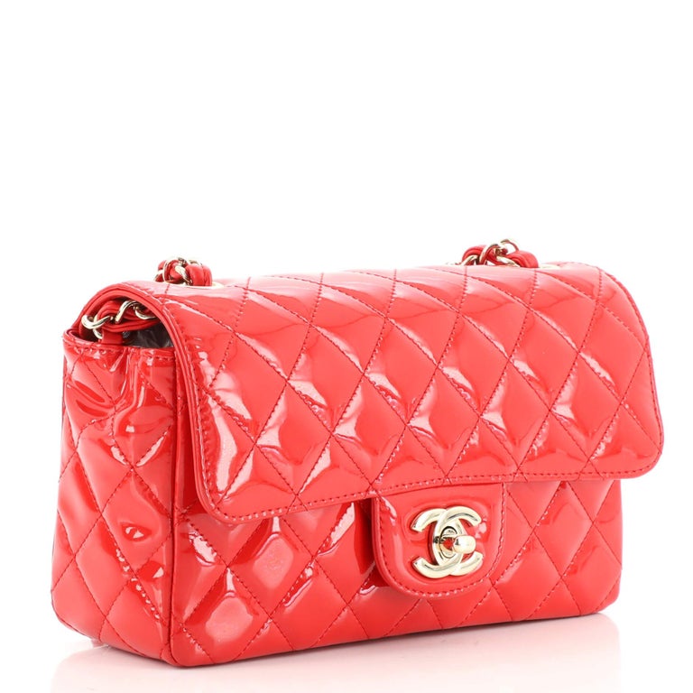 Chanel Classic Single Flap Bag Quilted Patent Mini For Sale at 1stDibs