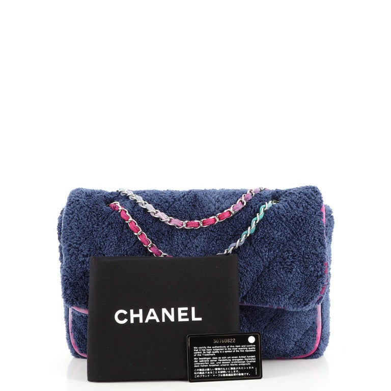 Chanel Classic Single Flap Bag Quilted Terry Cloth and Ribbon Jumbo For ...