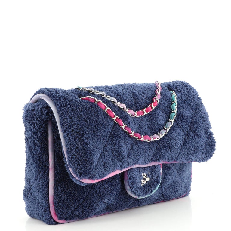 Chanel Classic Single Flap Bag Quilted Terry Cloth and Ribbon Jumbo For ...