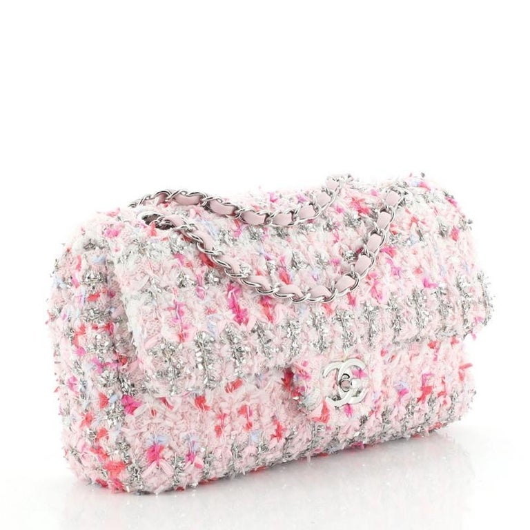 Chanel Classic Single Flap Bag Quilted Tweed and Ribbon Medium at 1stDibs