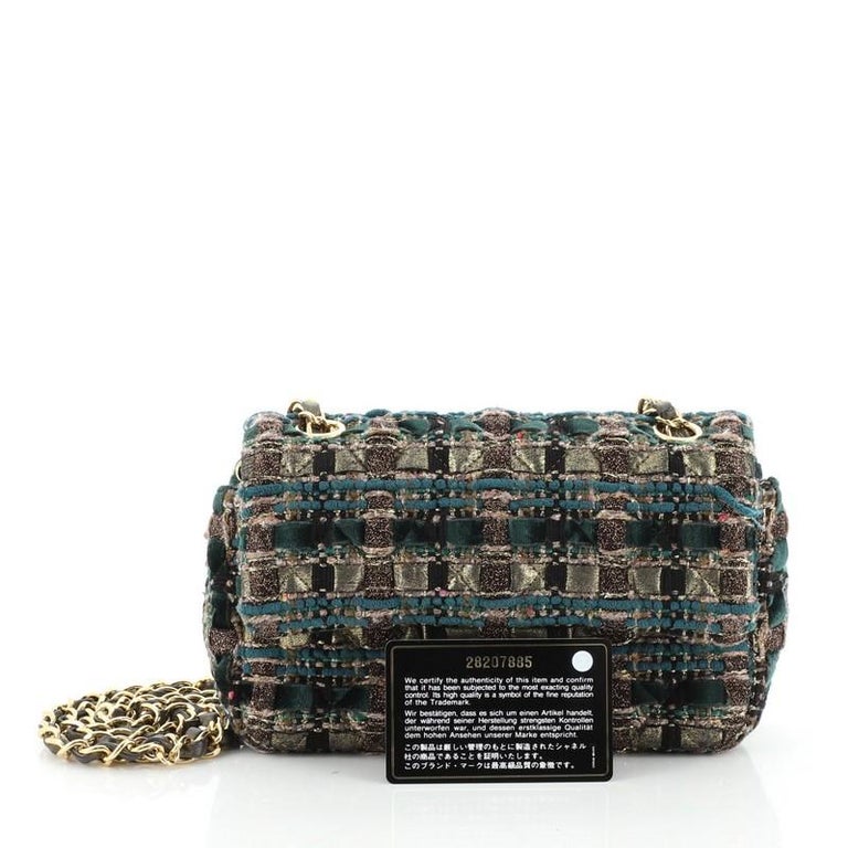 Chanel Classic Single Flap Bag Quilted Tweed and Ribbon Mini at 1stDibs