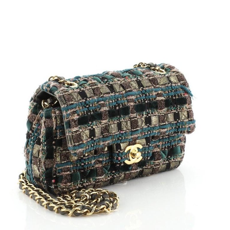 Chanel Classic Single Flap Bag Quilted Tweed and Ribbon Mini at 1stDibs