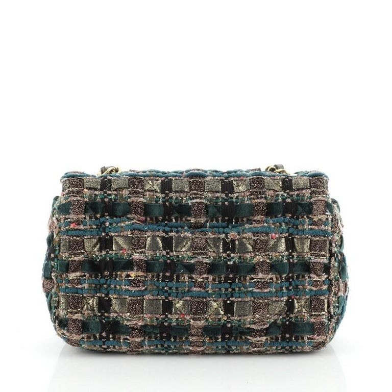 Chanel Classic Single Flap Bag Quilted Tweed and Ribbon Mini at 1stDibs