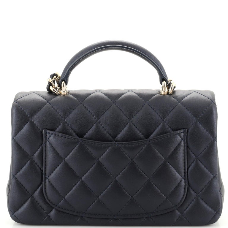 Chanel Classic Single Flap Top Handle Bag Quilted Lambskin Mini For ...