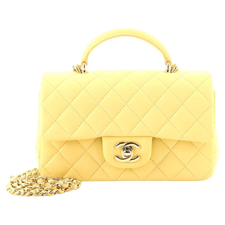 Chanel Classic Single Flap Top Handle Bag Quilted Lambskin Mini For ...