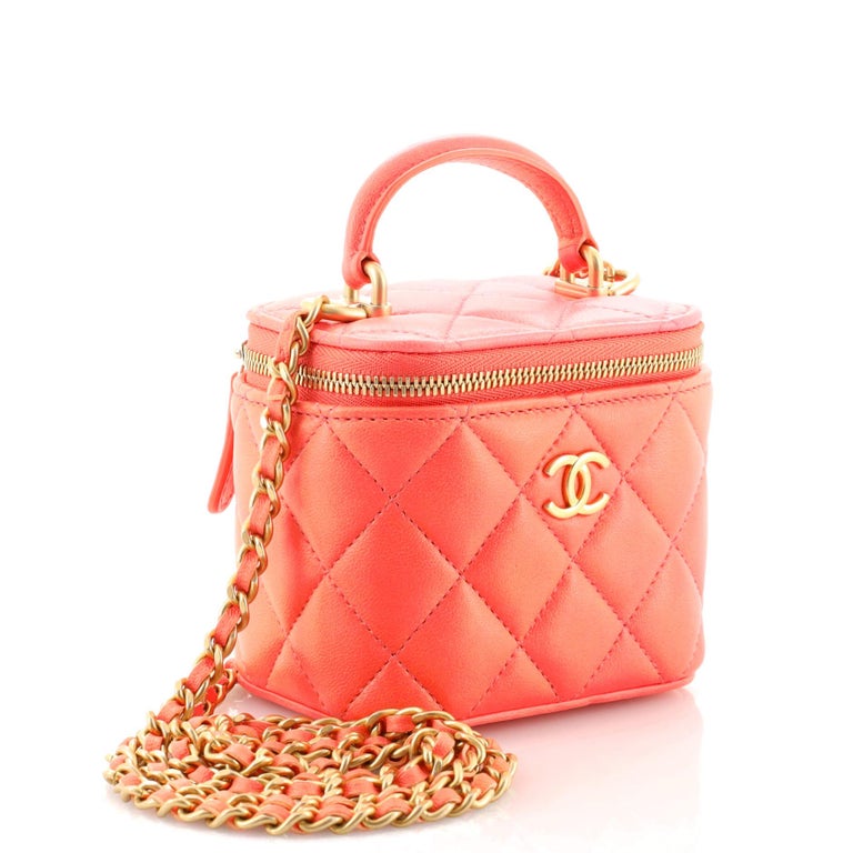 Chanel Classic Top Handle Vanity Case with Chain Quilted Lambskin Mini ...
