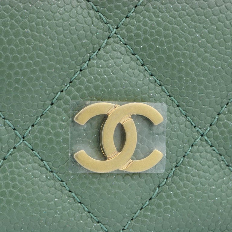 CHANEL Classic Zipped Wallet Medium Green Caviar Iridescent with ...
