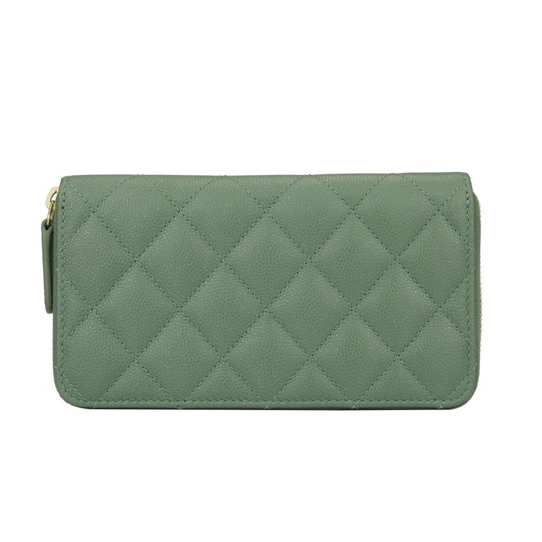CHANEL Classic Zipped Wallet Medium Green Caviar Iridescent with ...