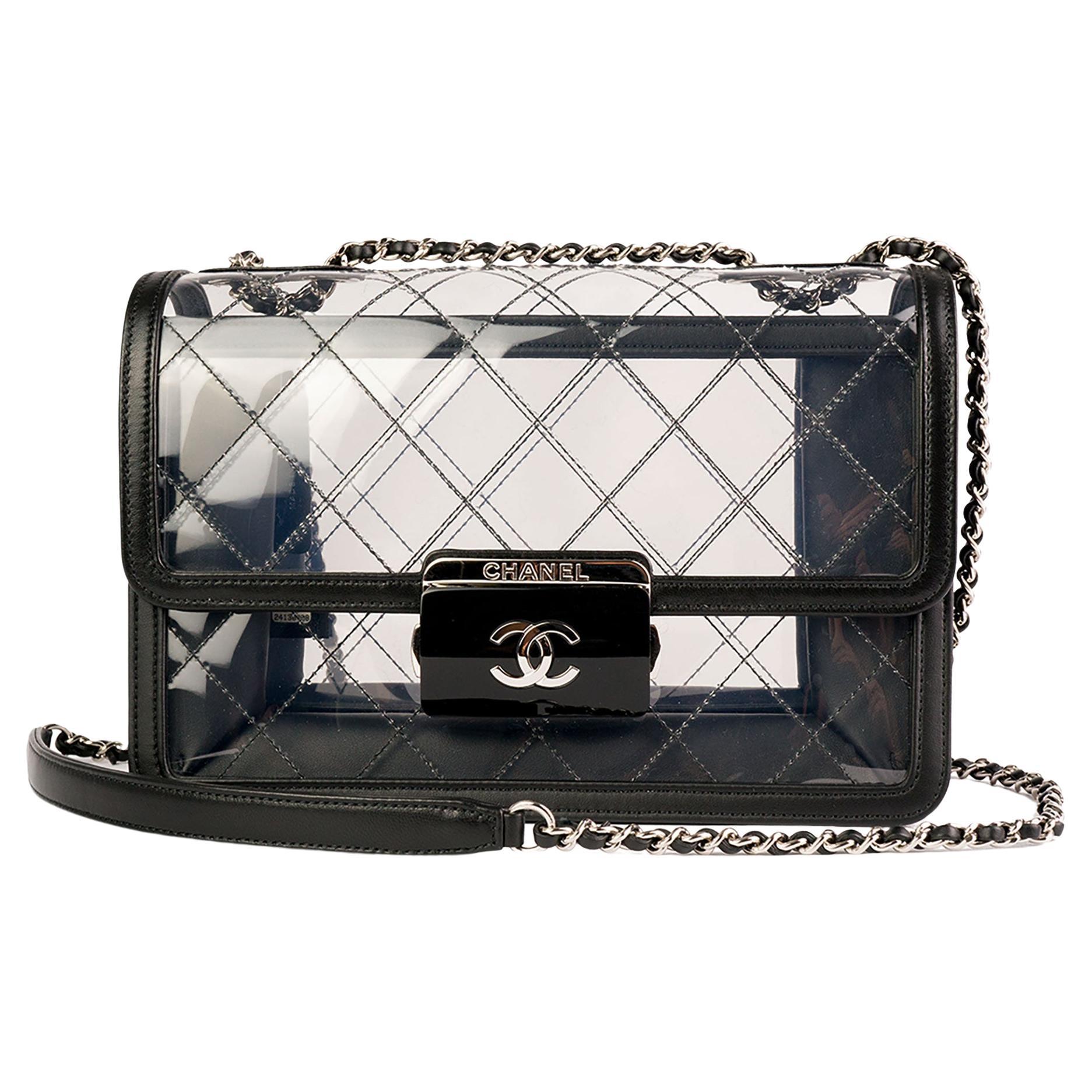 Chanel Clear Transparent PVC Naked Beauty Lock Crossbody Classic Flap ...