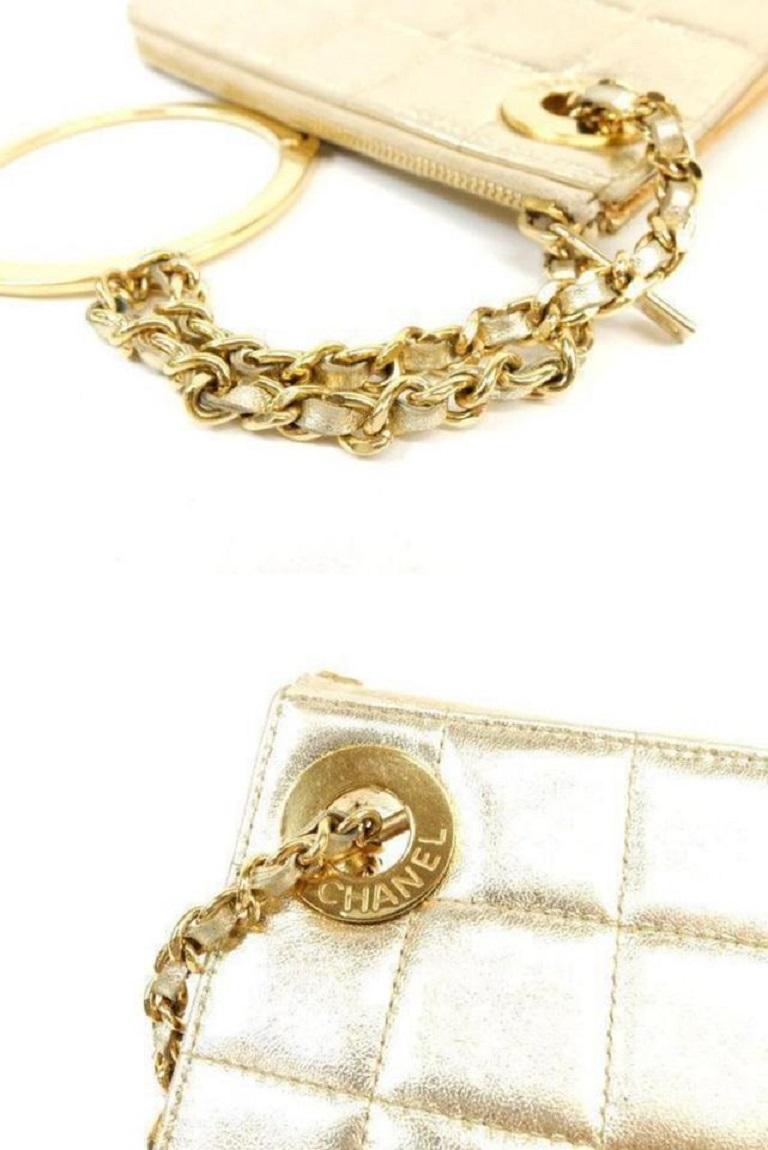 Chanel Clutch Quilted Chocolate Bar Handcuff 238087 Gold Lambskin ...