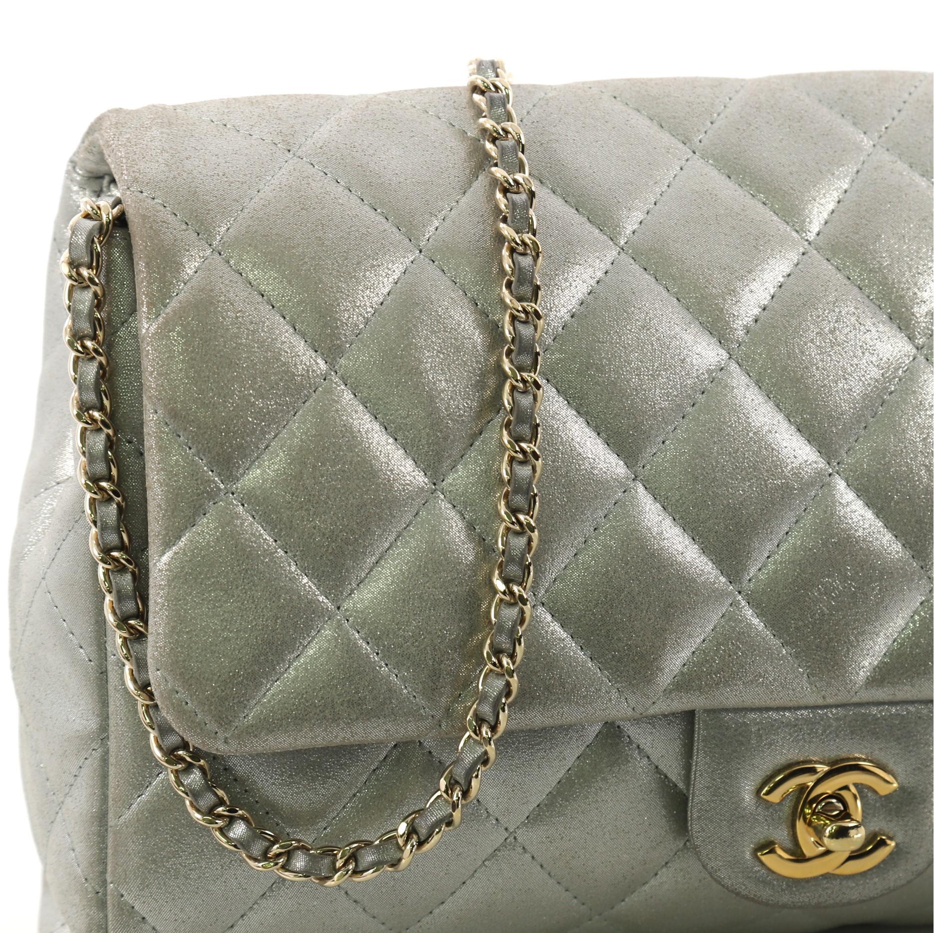 Chanel Clutch with Chain Quilted Pearlescent Calfskin at 1stDibs