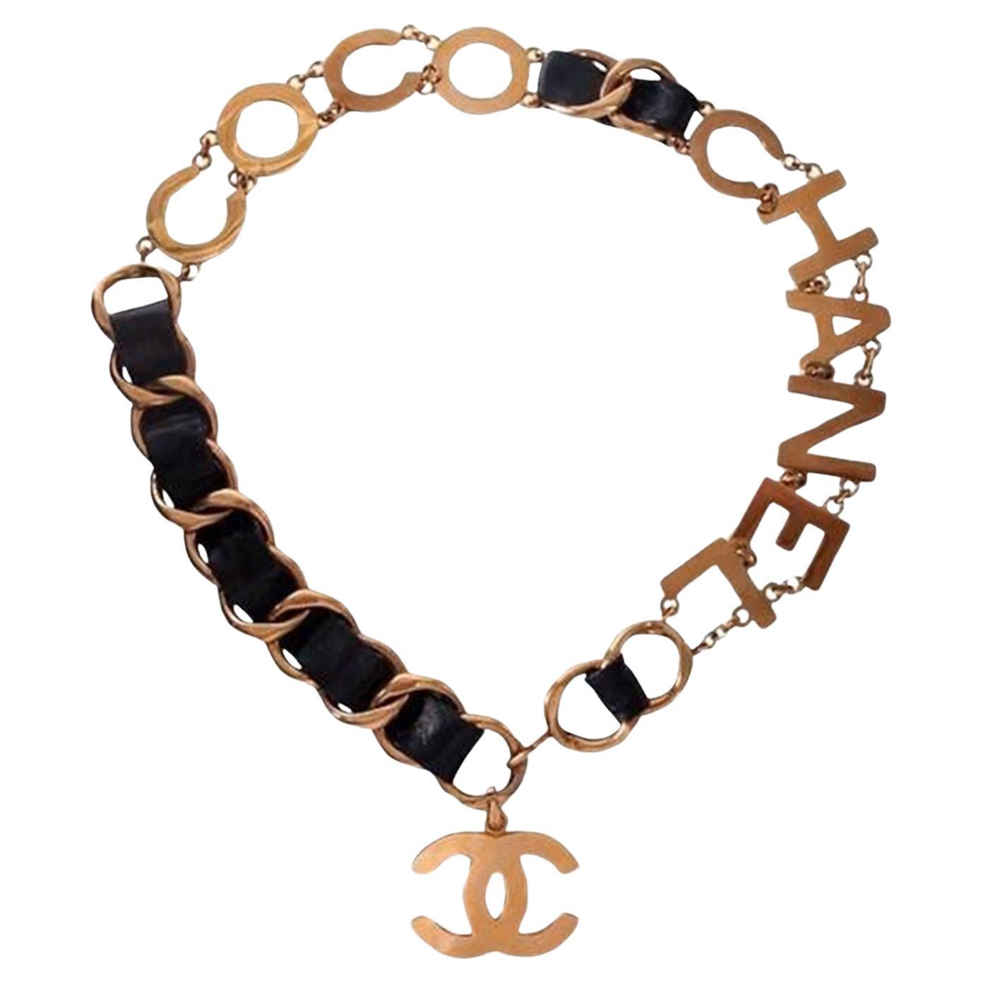 Chanel 90's Gold Iconic Logo CC Runway Belt For Sale at 1stDibs