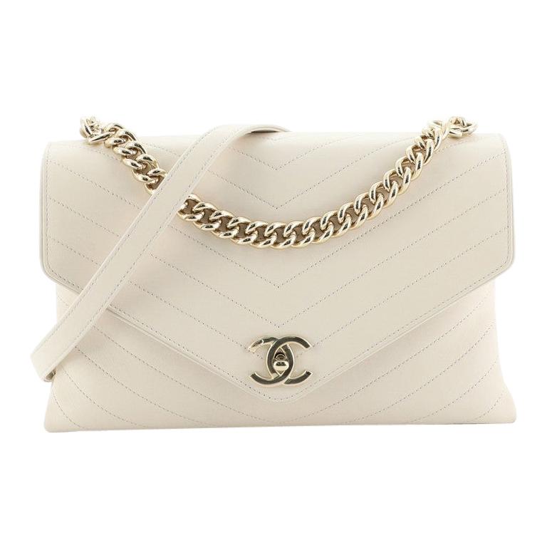 Chanel Coco Chevron Flap Bag Stitched Calfskin Medium at 1stDibs