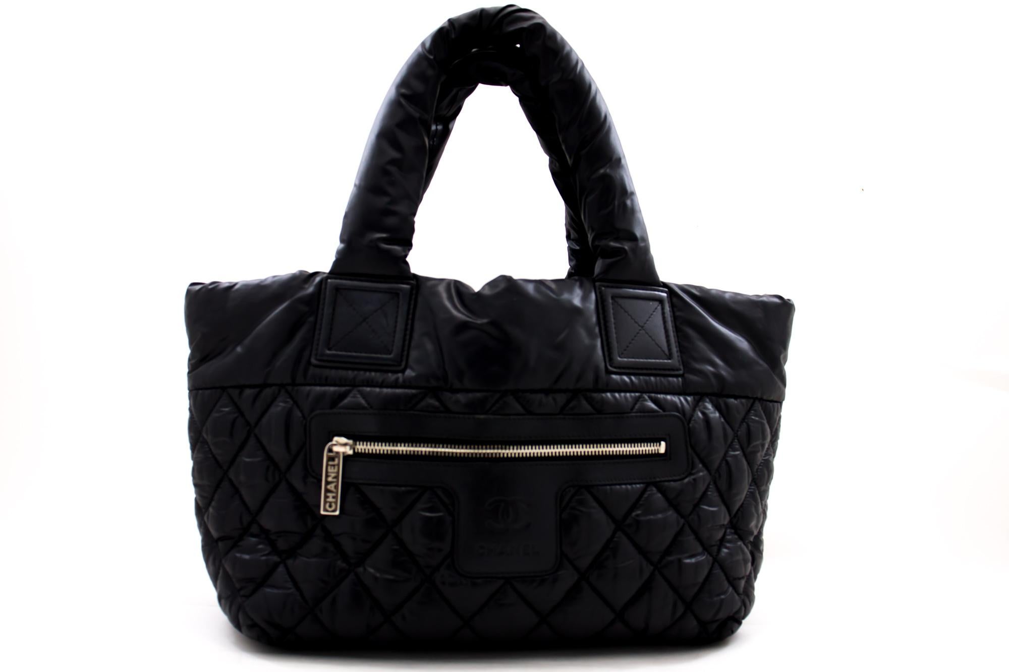 CHANEL Coco Cocoon Nylon Tote Bag Handbag Black Bordeaux Leather For ...