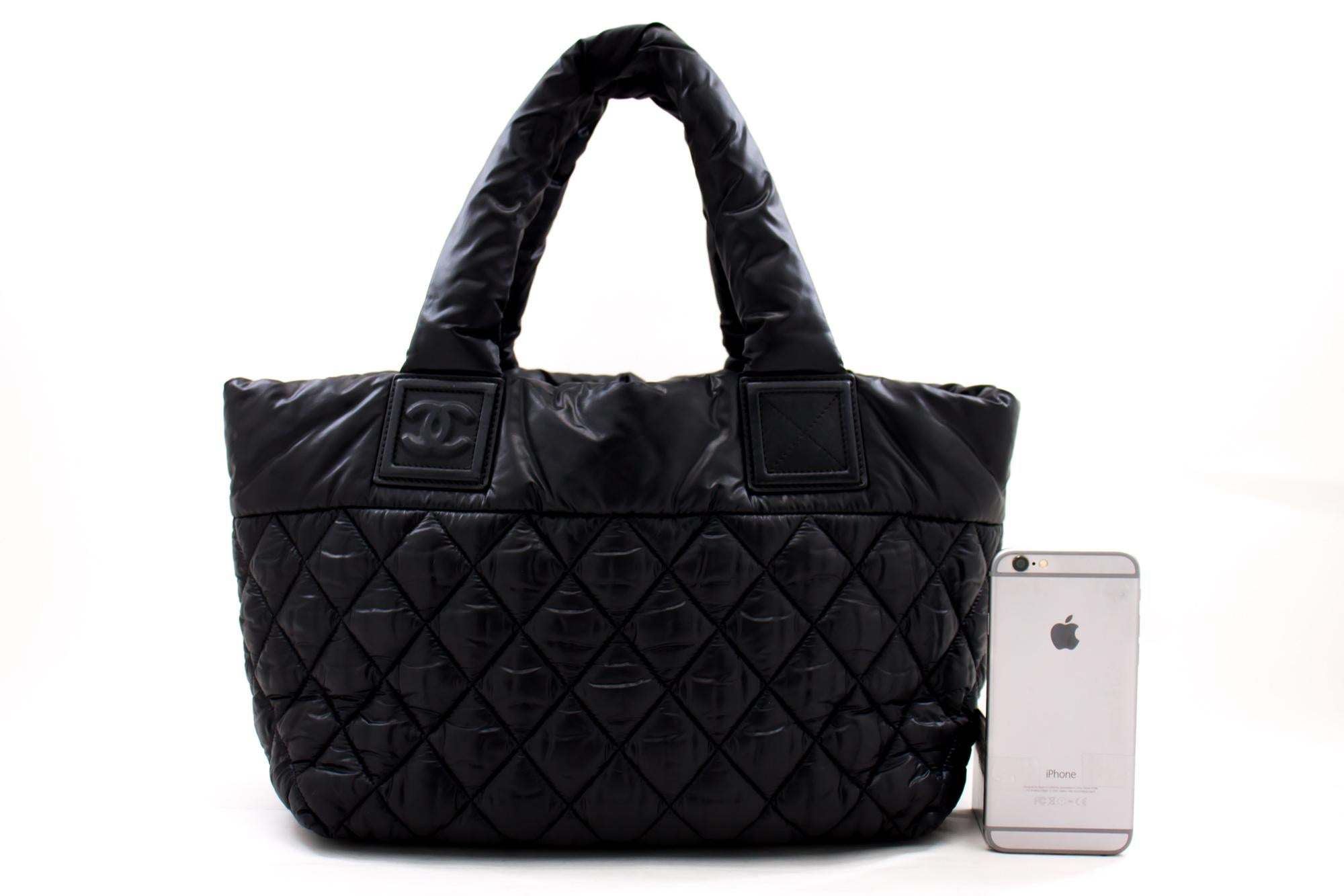 CHANEL Coco Cocoon Nylon Tote Bag Handbag Black Bordeaux Leather For ...