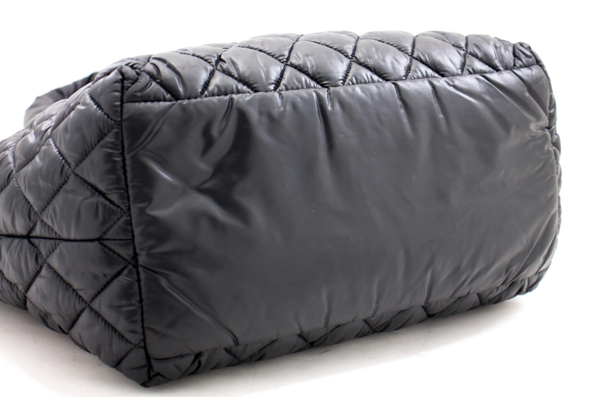 CHANEL Coco Cocoon Nylon Tote Bag Handbag Black Bordeaux Leather For ...