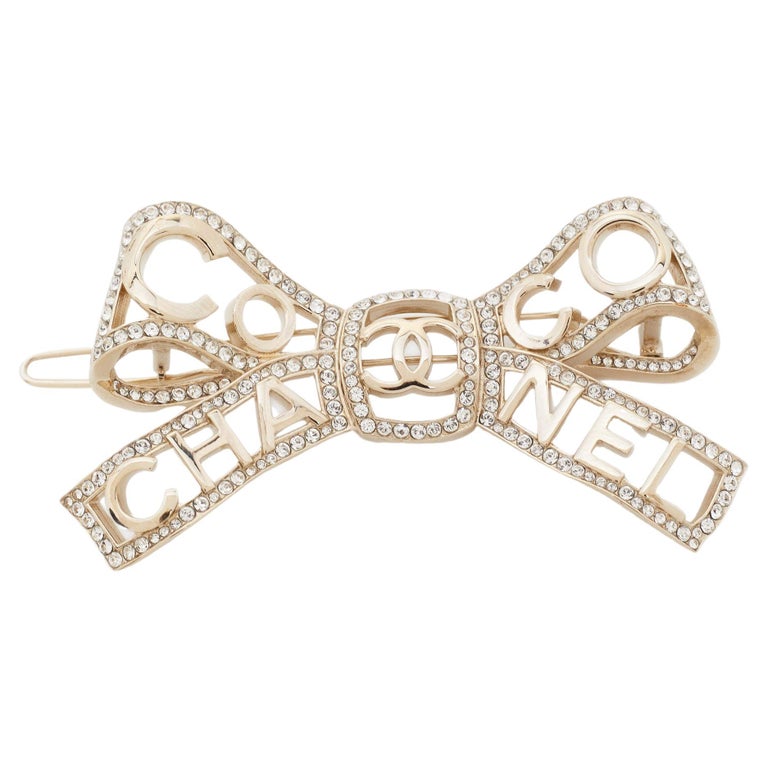 Chanel Coco Crystals Gold Tone Brooch For Sale at 1stDibs