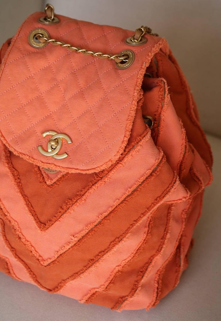 Chanel Coco Cuba Patchwork Canvas Chevron Backpack For Sale at 1stDibs