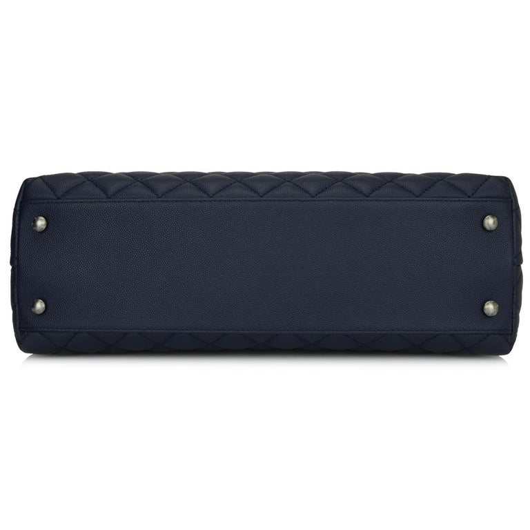 Chanel Coco Handle Bag Large Navy Caviar with Ruthenium Hardware 2017 ...