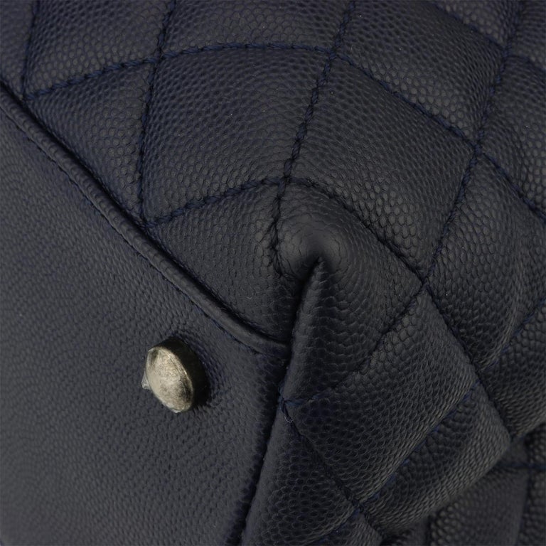 Chanel Coco Handle Bag Large Navy Caviar with Ruthenium Hardware 2017 ...