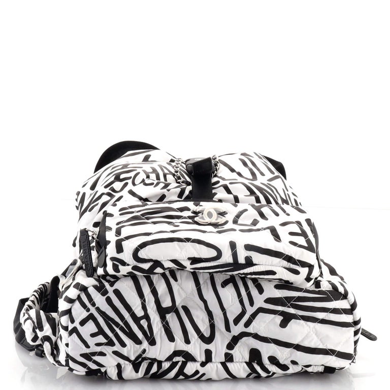 Chanel Coco Neige Convertible Flap Backpack Quilted Printed Nylon Large ...