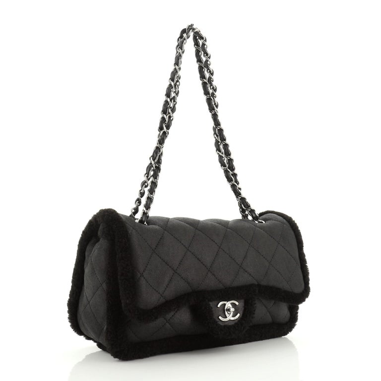 Chanel Coco Neige Flap Bag Quilted Suede with Shearling Large at ...