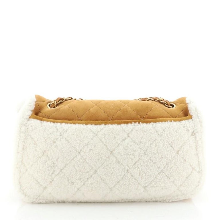 Chanel Coco Neige Flap Bag Quilted Suede with Shearling Large at 1stDibs