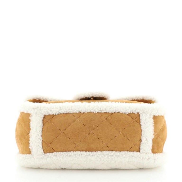 Chanel Coco Neige Flap Bag Quilted Suede with Shearling Large at 1stDibs