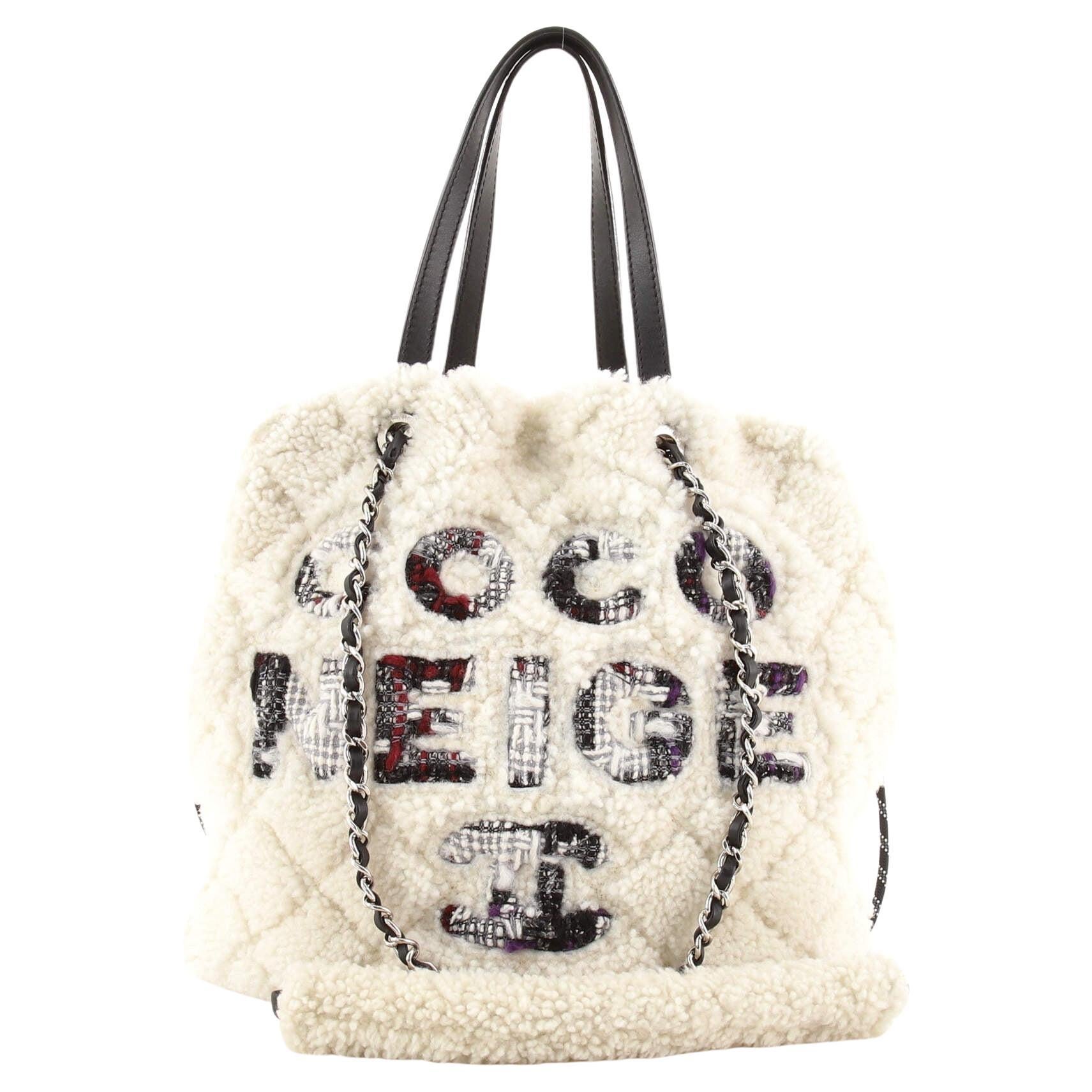 Chanel Coco Neige Shopping Tote Quilted Shearling Small at 1stDibs