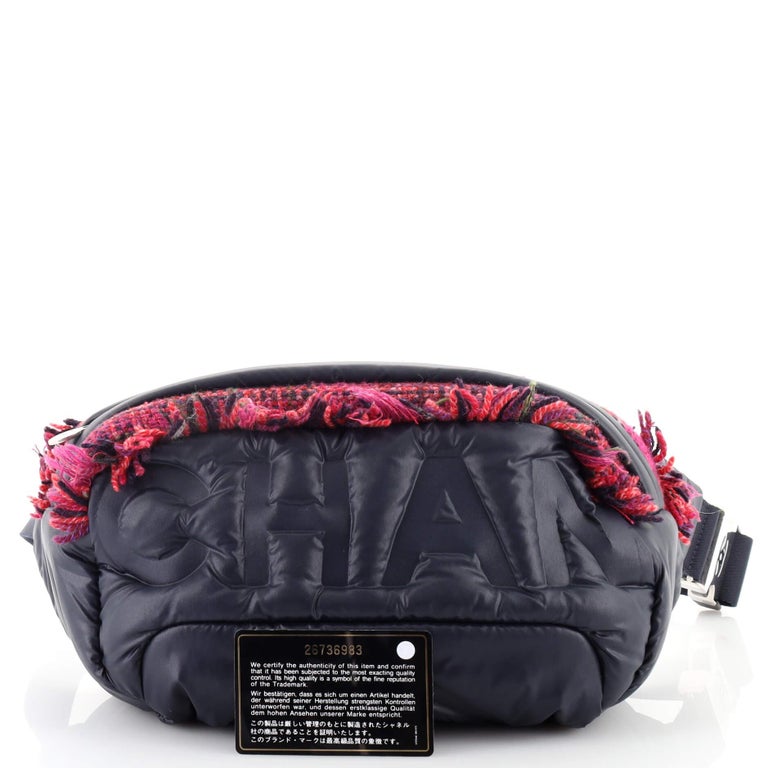 Chanel Coco Neige Waist Bag Embossed Nylon with Tweed For Sale at 1stDibs