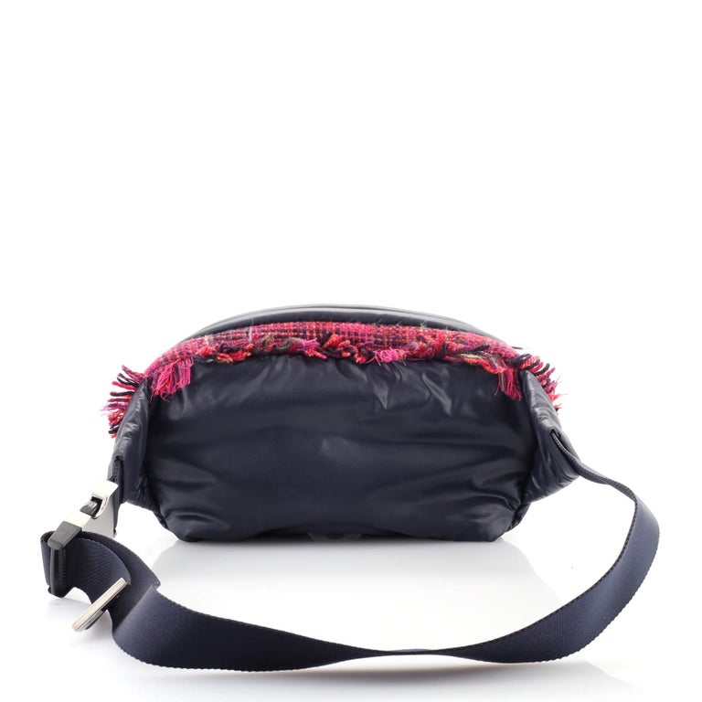 Chanel Coco Neige Waist Bag Embossed Nylon with Tweed For Sale at 1stDibs