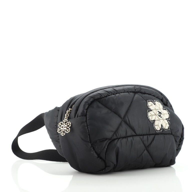 Chanel Coco Neige Waist Bag Quilted Nylon with Applique at 1stDibs
