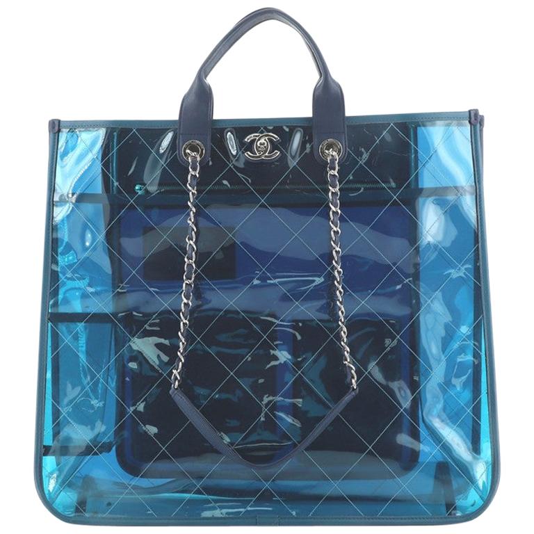 Chanel Coco Splash Shopping Tote Quilted PVC With Lambskin Large at 1stDibs