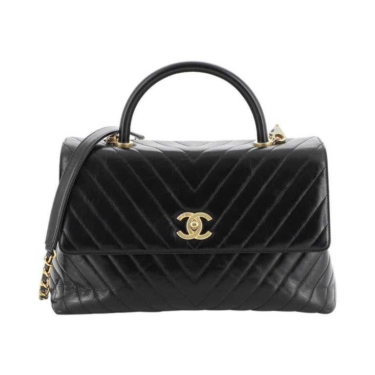 Chanel Coco Top Handle Bag Chevron Calfskin Large at 1stDibs